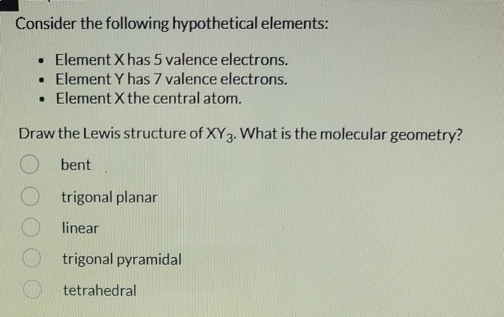 Solved Consider the following hypothetical elements: - | Chegg.com