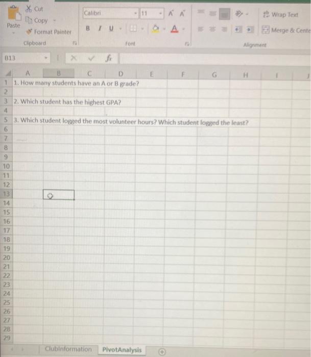 9 Using the data in the table, insert a PivotTable in | Chegg.com