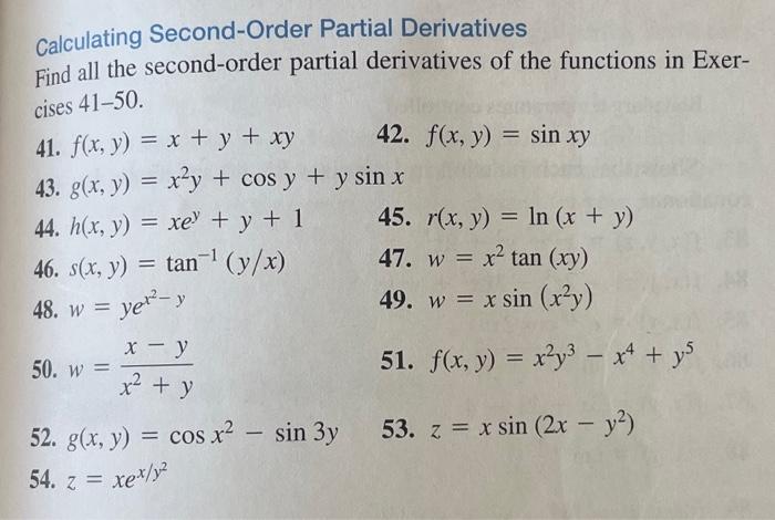 Solved Calculating Second Order Partial Derivatives Find All
