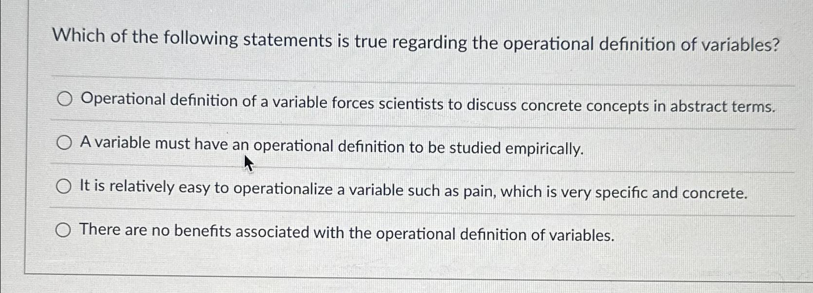 Solved Which of the following statements is true regarding | Chegg.com