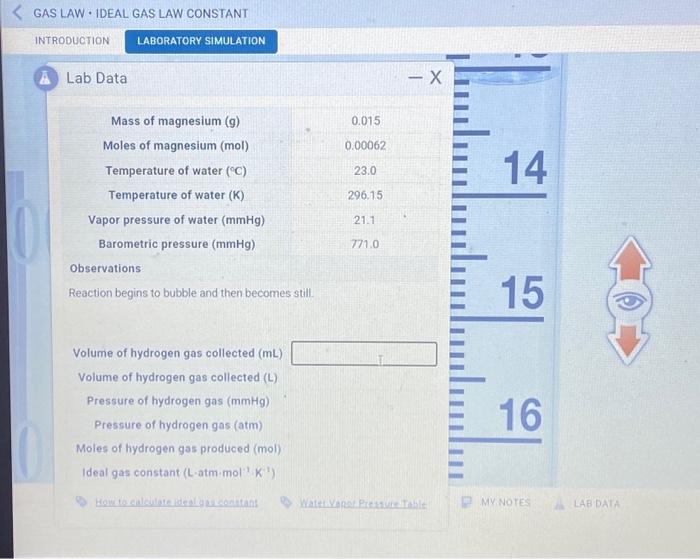 Solved Volume of hydrogen gas collected ( mL ) Volume of | Chegg.com Solved Volume of hydrogen gas collected ( mL ) Volume of | Chegg.com