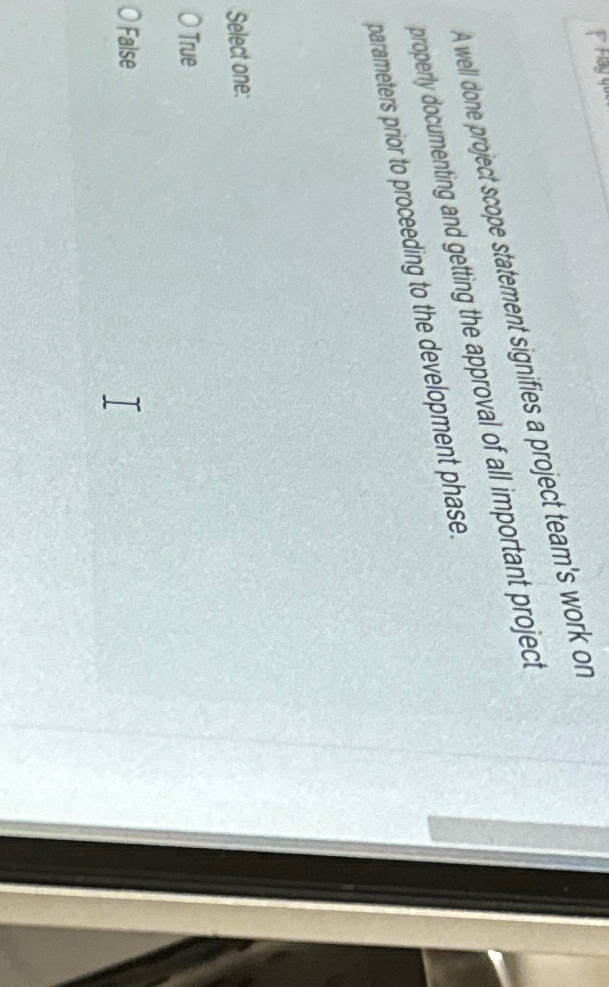 Solved A well done project scope statement signifies a | Chegg.com