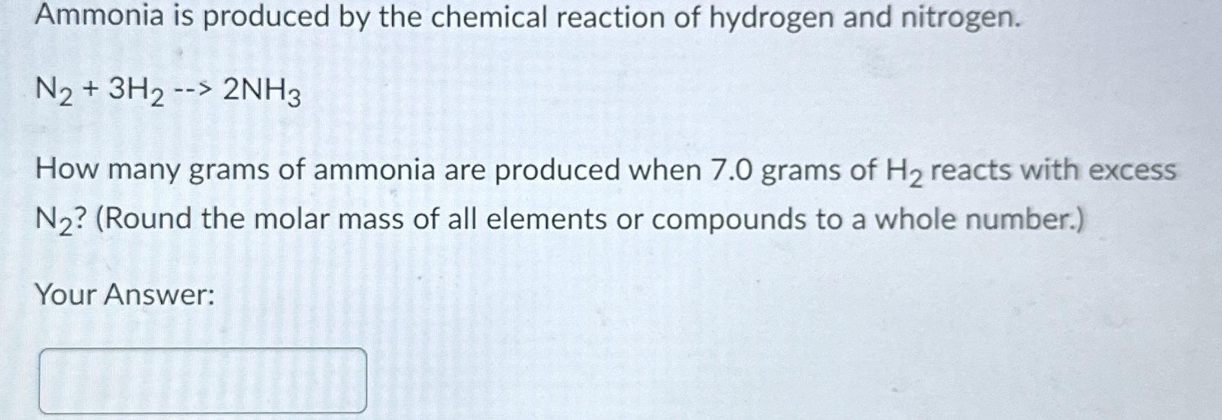 Solved Ammonia is produced by the chemical reaction of | Chegg.com
