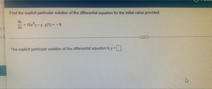 Solved Find the explicit particular solution of the | Chegg.com