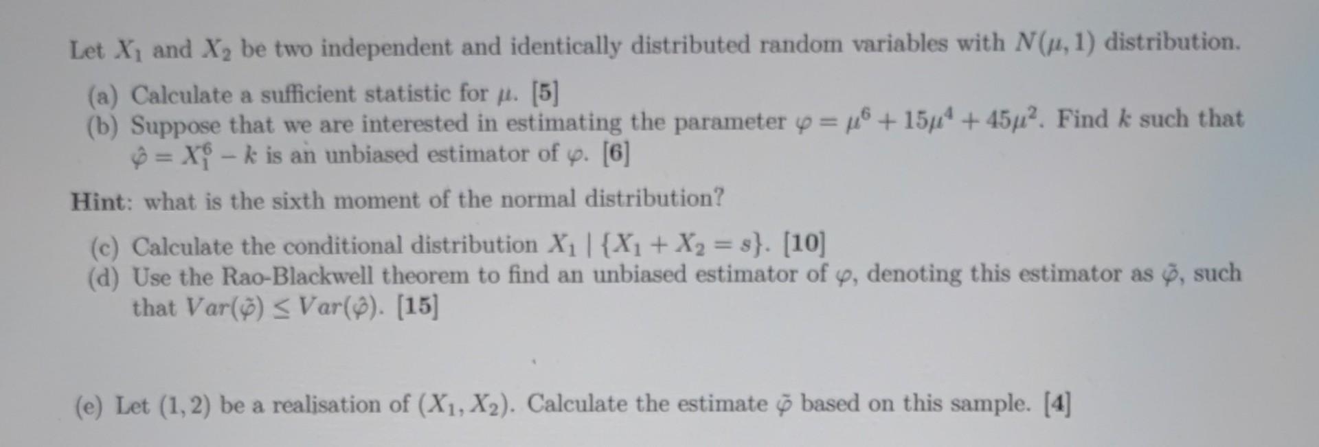 Solved Let X1 and X2 be two independent and identically | Chegg.com