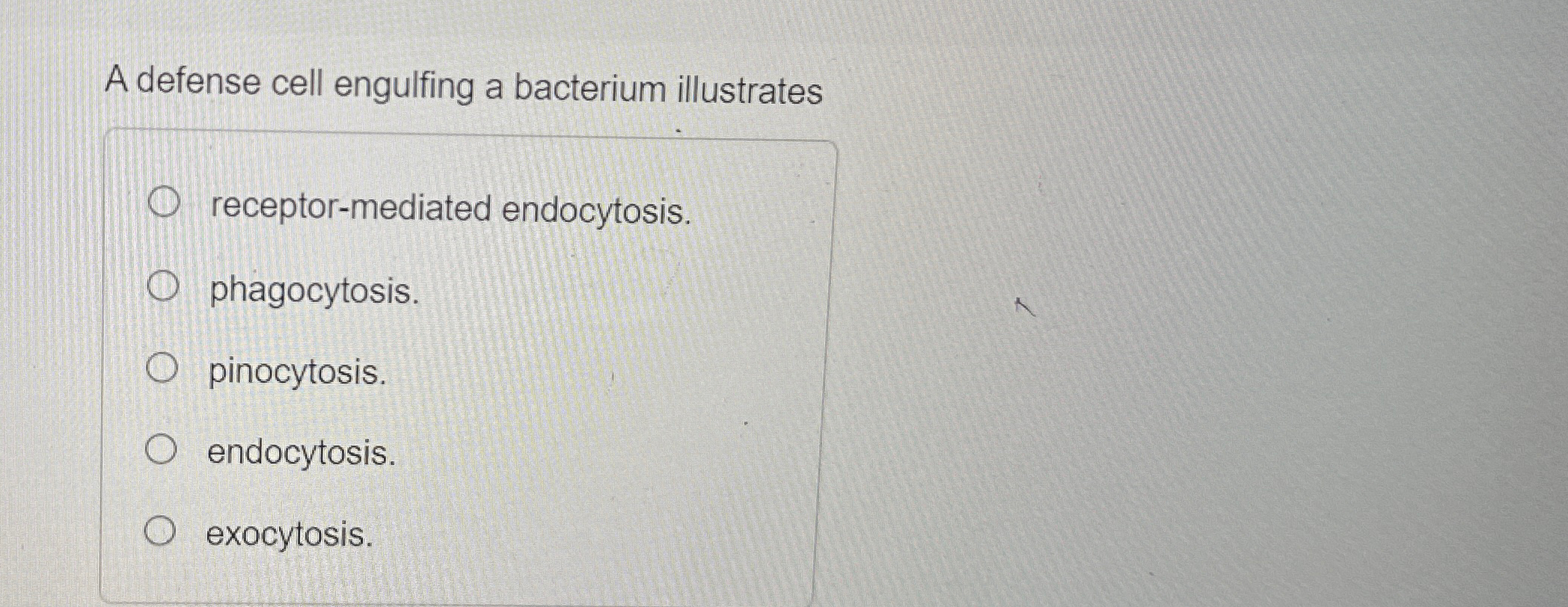 Solved A defense cell engulfing a bacterium | Chegg.com