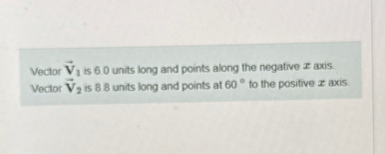 Solved Vector vec(V)1 ﻿is 6:0 ﻿units long and points along | Chegg.com