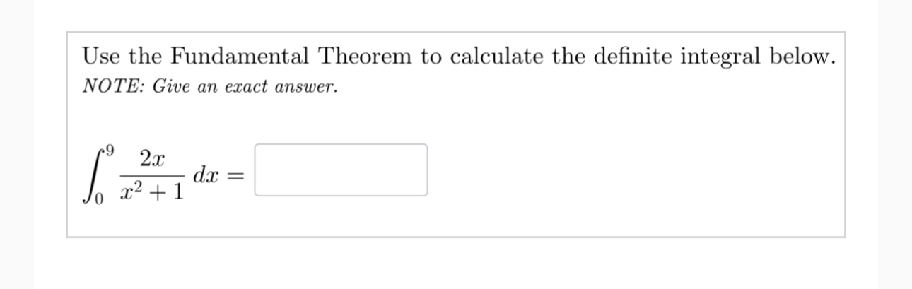 Solved Use the Fundamental Theorem to calculate the definite | Chegg.com