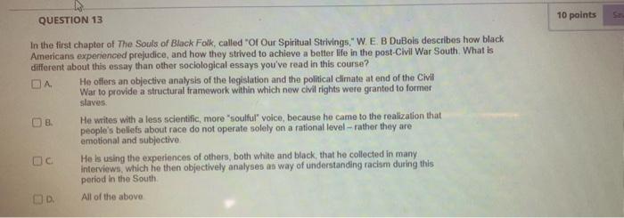 In the first chapter of The Souls of Black Fotk, | Chegg.com