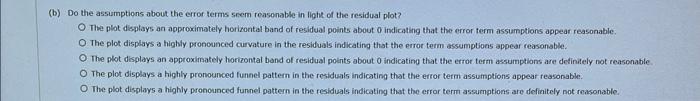 Solved (a) Crmpste the rocutoshConstruct a residual plot: | Chegg.com
