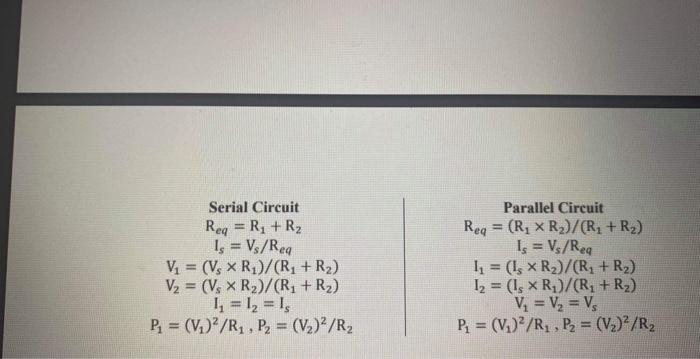 Solved Serial Circuit Req = R + R2 Is = Vs/Req V1 = (Vs x | Chegg.com