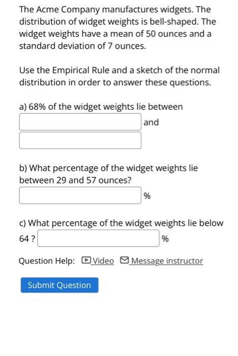 Solved The Acme Company manufactures widgets. The | Chegg.com