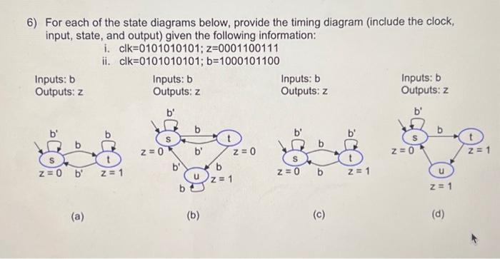 6) For each of the state diagrams below, provide the | Chegg.com