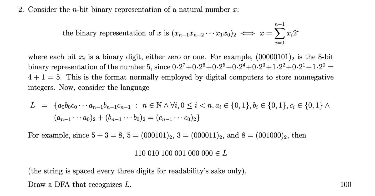 Consider the n-bit binary representation of ﻿a | Chegg.com