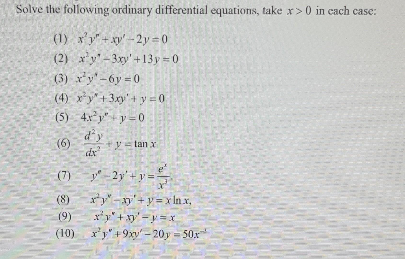 Solved Solve the following ordinary differential equations, | Chegg.com
