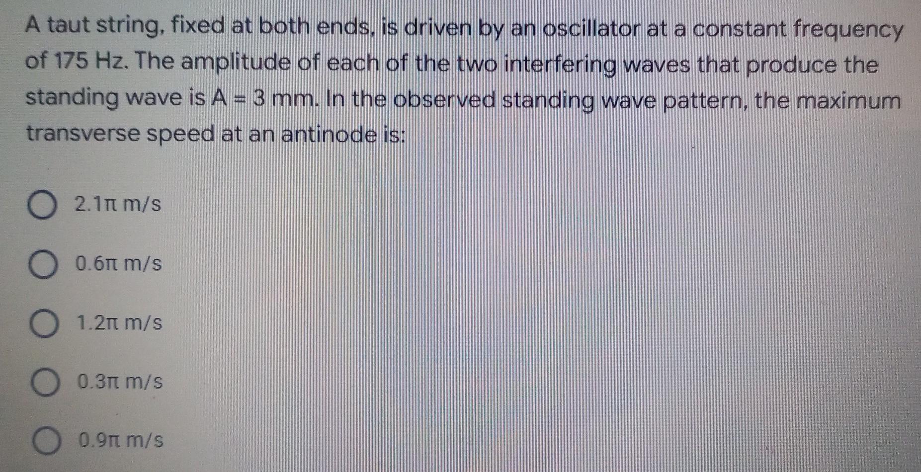 Solved A taut string, fixed at both ends is driven by an | Chegg.com