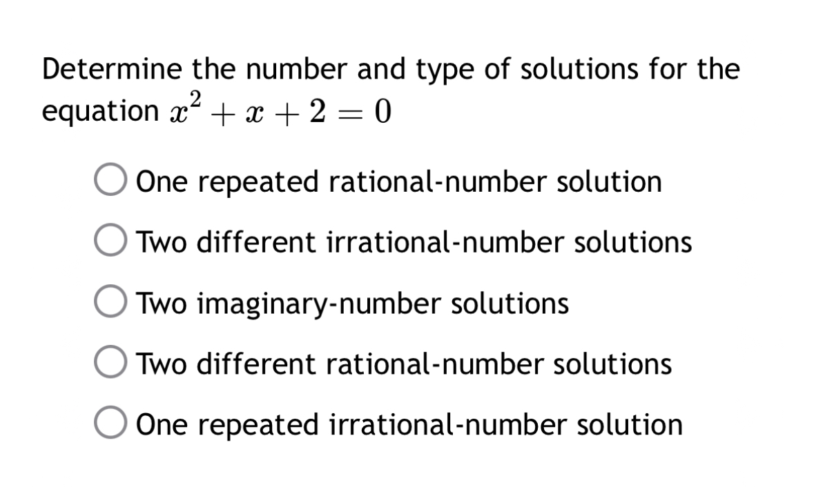 Solved Determine the number and type of solutions for the | Chegg.com