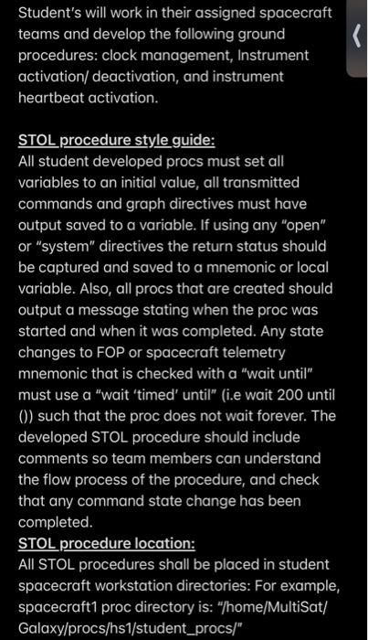 Student's will work in their assigned spacecraft | Chegg.com