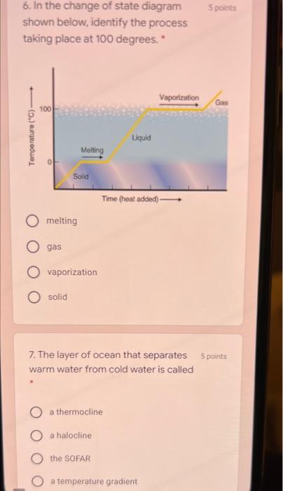 Solved 5 points 6. In the change of state diagram shown | Chegg.com