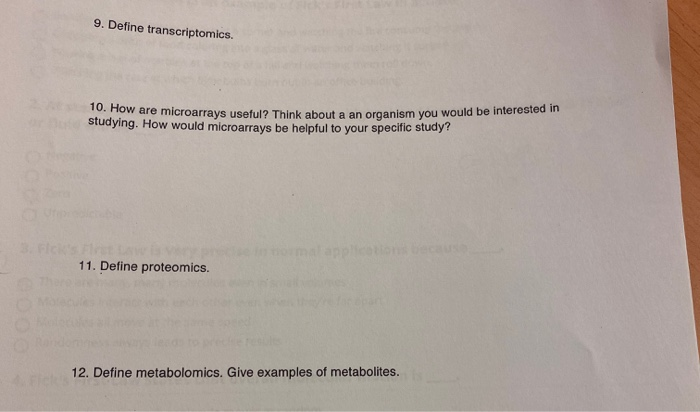 Solved 9. Define transcriptomics. 10. How are microarrays | Chegg.com