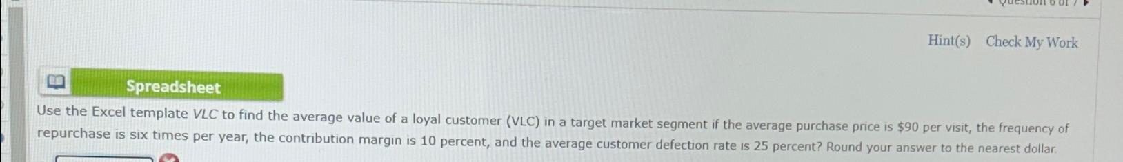 Solved Hint(s) ﻿Check My WorkSpreadsheetUse the Excel | Chegg.com
