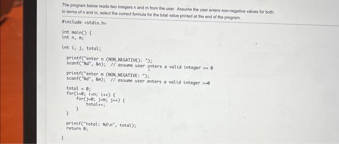 Solved The program below reads two integers n and m from the | Chegg.com
