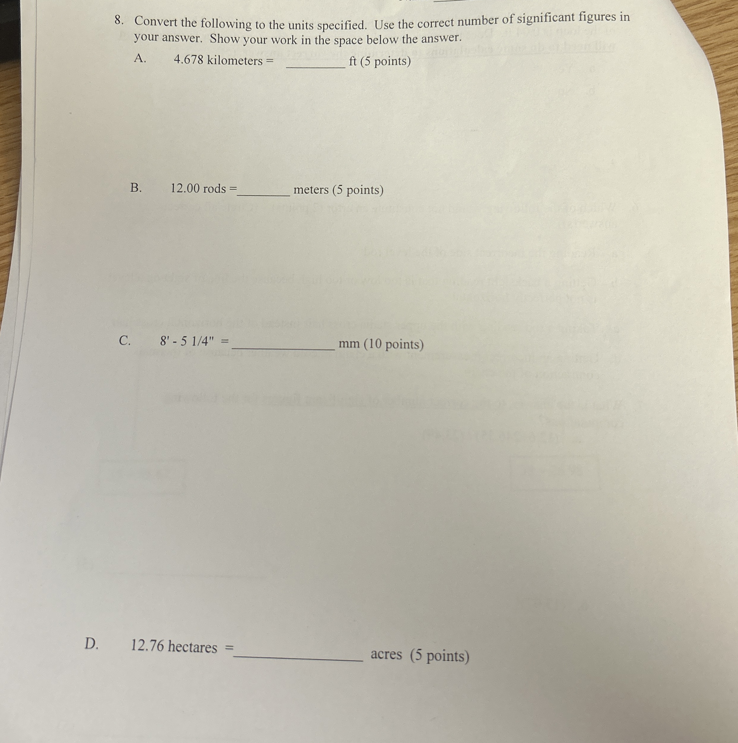 Solved Convert the following to the units specified. Use the | Chegg.com