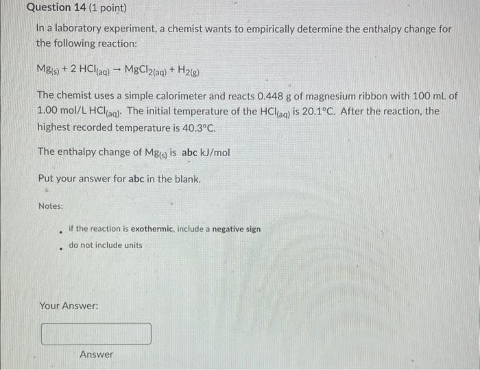 Solved In a laboratory experiment, a chemist wants to | Chegg.com