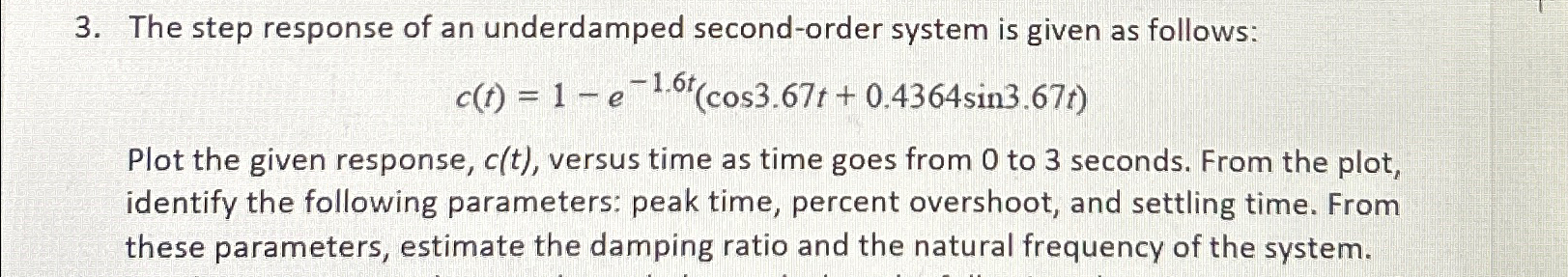 Solved The step response of an underdamped second-order | Chegg.com
