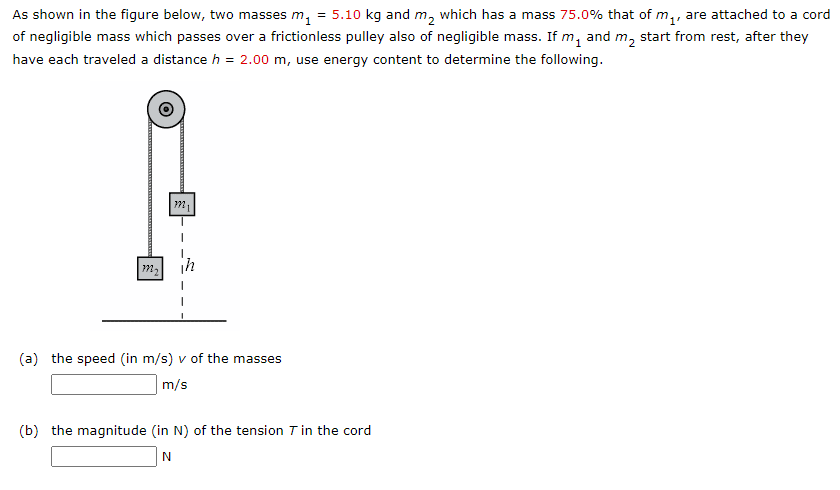 Solved As shown in the figure below, two masses m1=5.10kg | Chegg.com