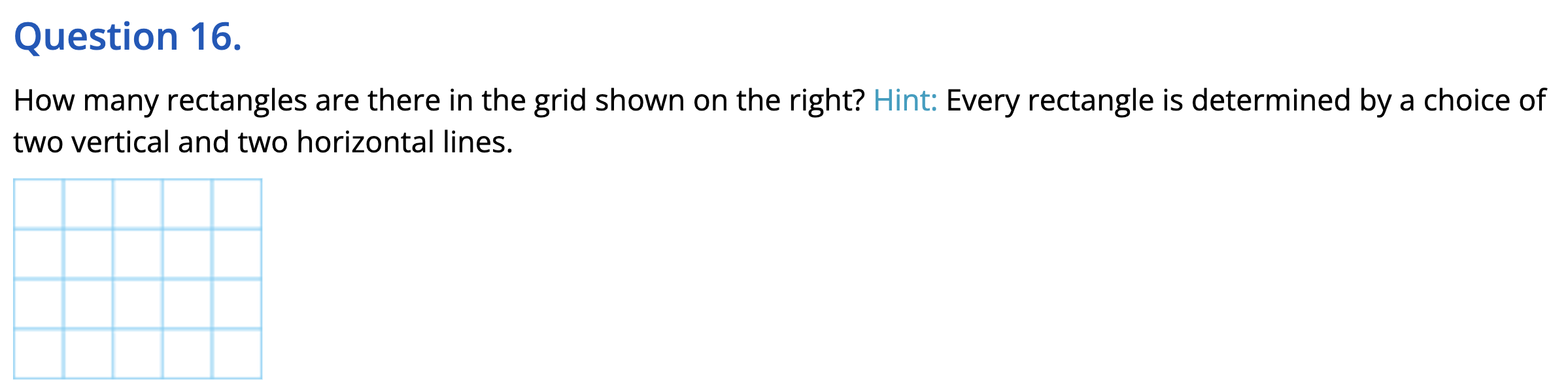Solved Question 16.How many rectangles are there in the grid | Chegg.com