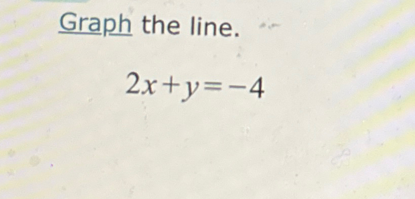 Solved Graph the line.2x+y=-4 | Chegg.com