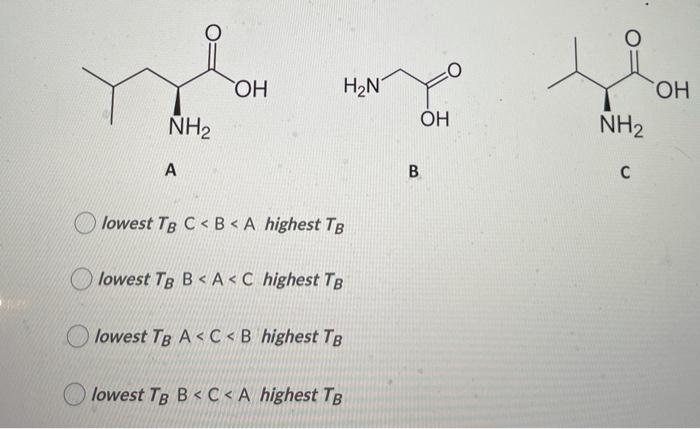 Solved OH H2N OH NH2 NH2 OH A B с lowest To C | Chegg.com
