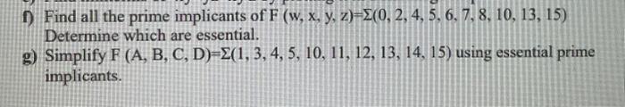 f) Find all the prime implicants of | Chegg.com