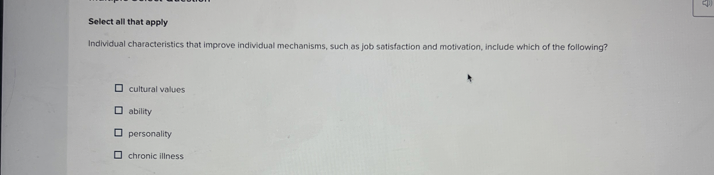 Solved Select all that applyIndividual characteristics that | Chegg.com