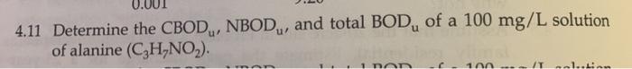 Solved 4.11 Determine the CBOD, NBOD, and total BOD, of a | Chegg.com