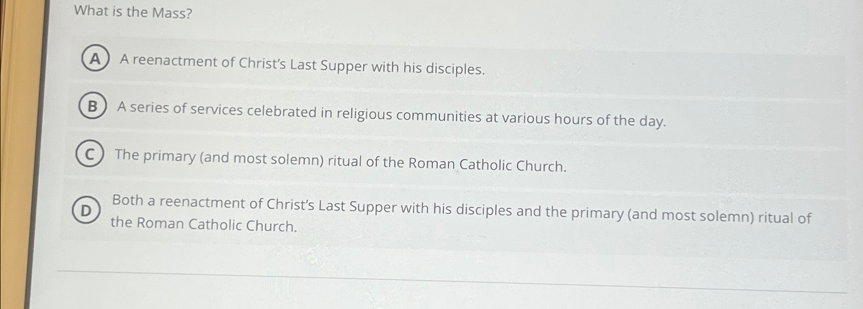 Solved What is the Mass?A reenactment of Christ's Last | Chegg.com