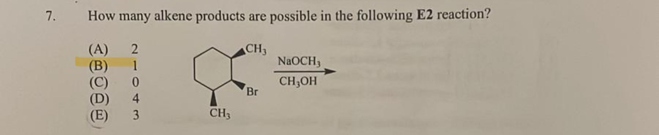 Solved How many alkene products are possible in the | Chegg.com