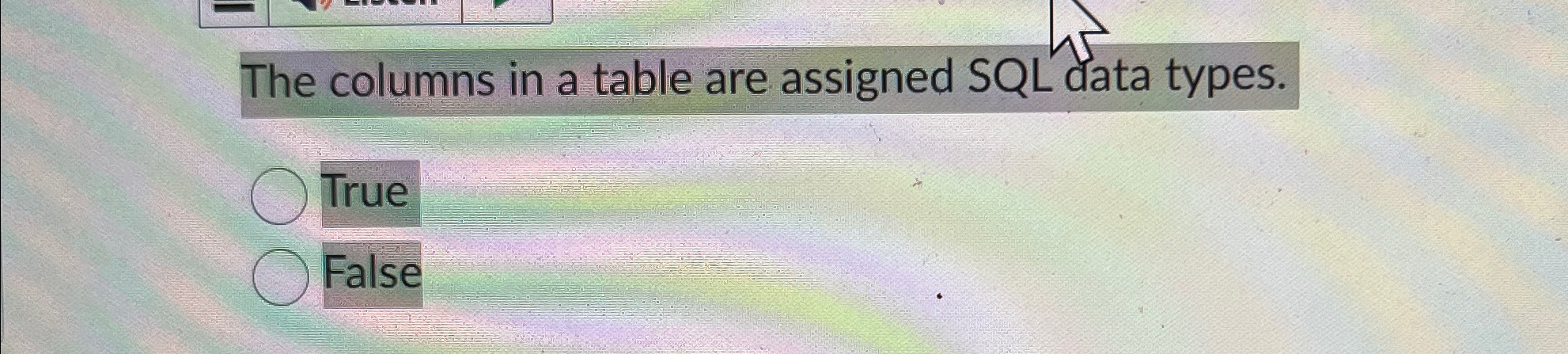 Solved The columns in a table are assigned SQL data | Chegg.com