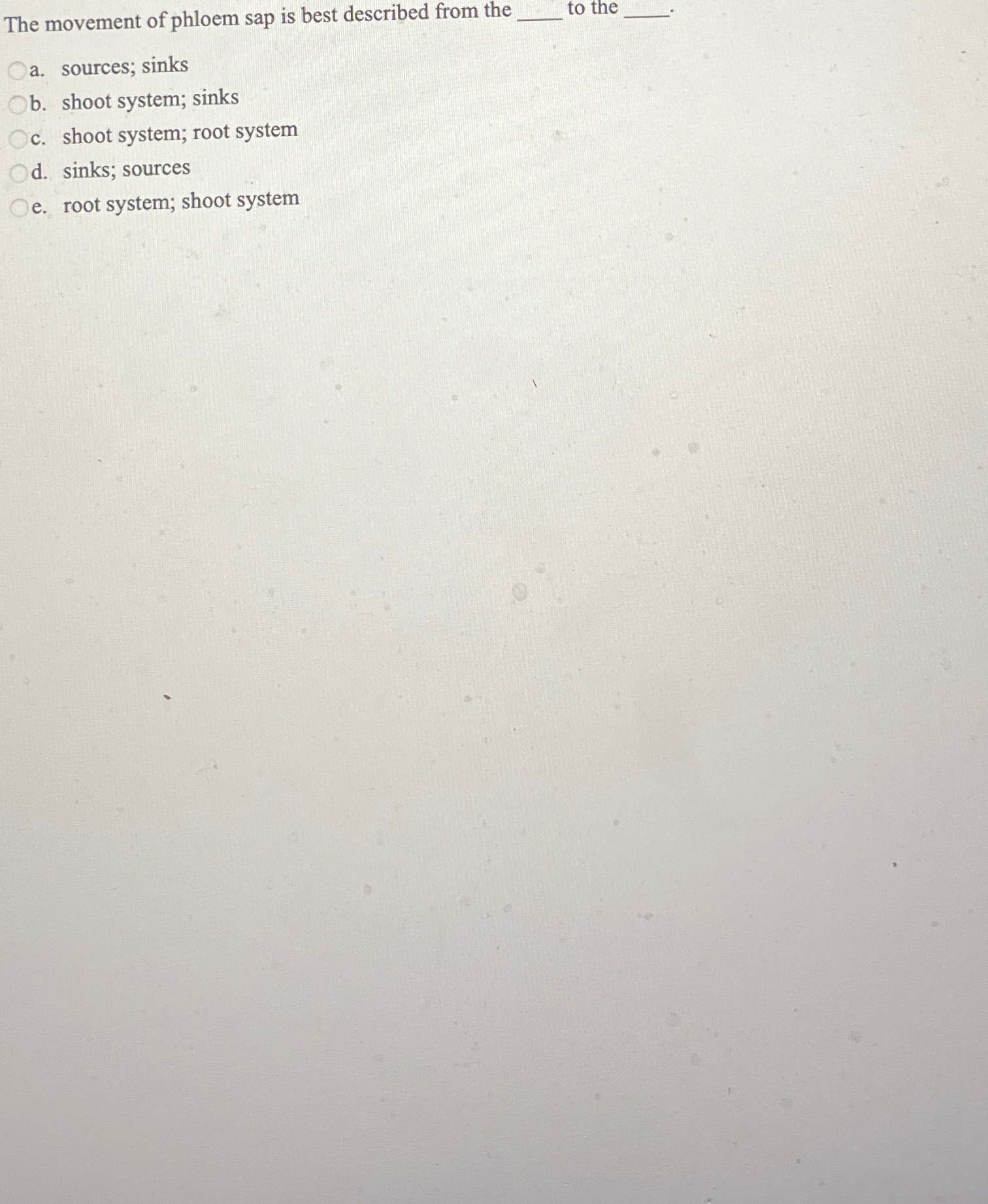 Solved The movement of phloem sap is best described from | Chegg.com