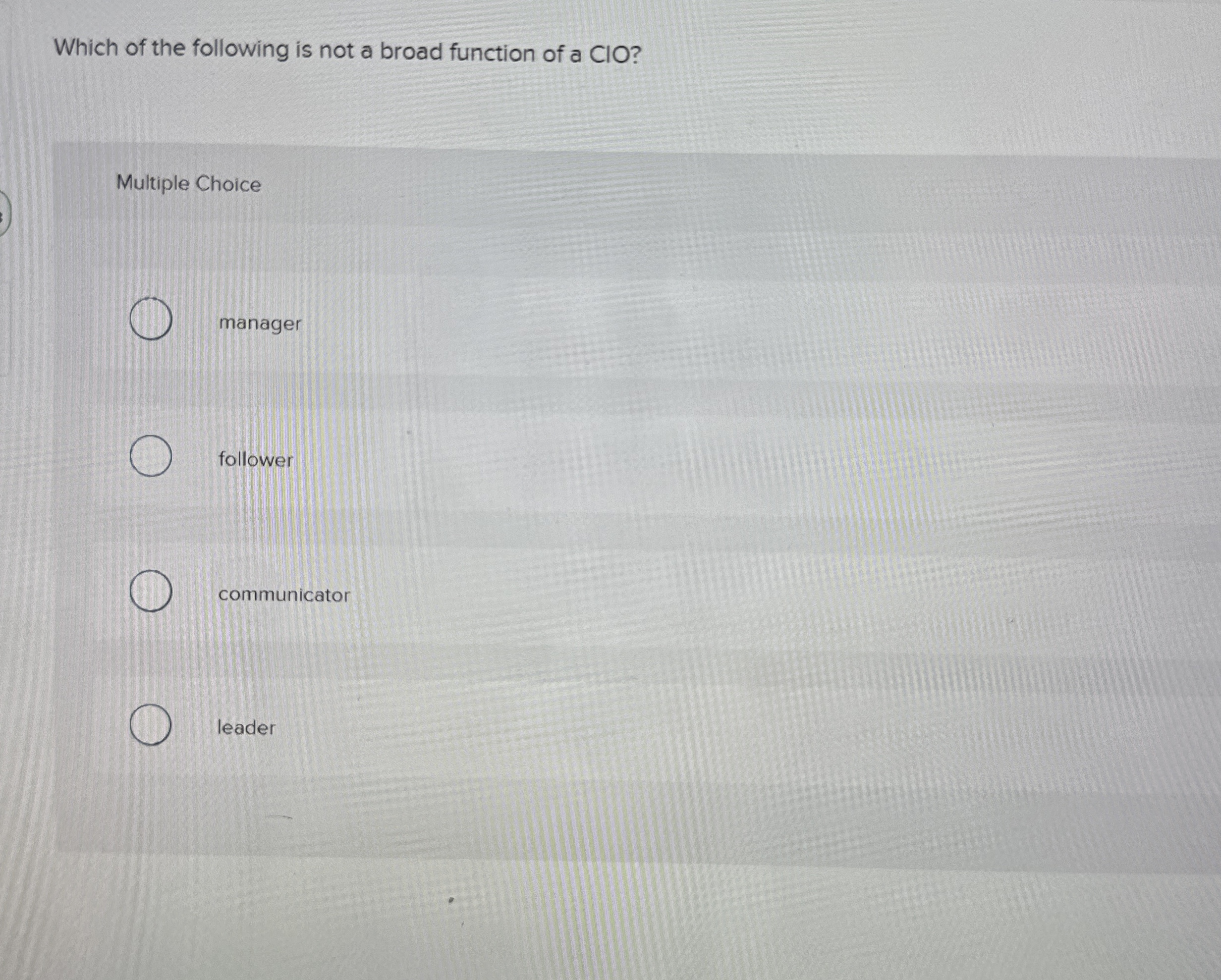 Solved Which of the following is not a broad function of a | Chegg.com