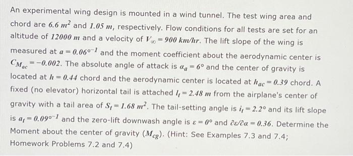 Solved An experimental wing design is mounted in a wind | Chegg.com