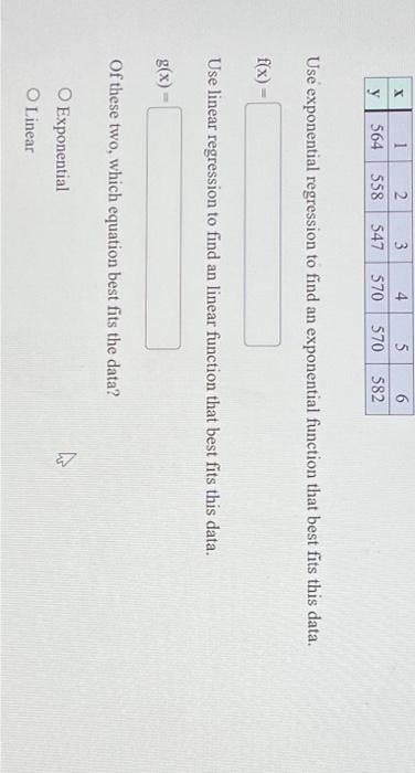 Solved Use exponential regression to find an exponential | Chegg.com