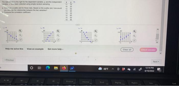 Solved a. comstruct a scatter plot for these data, based on | Chegg.com
