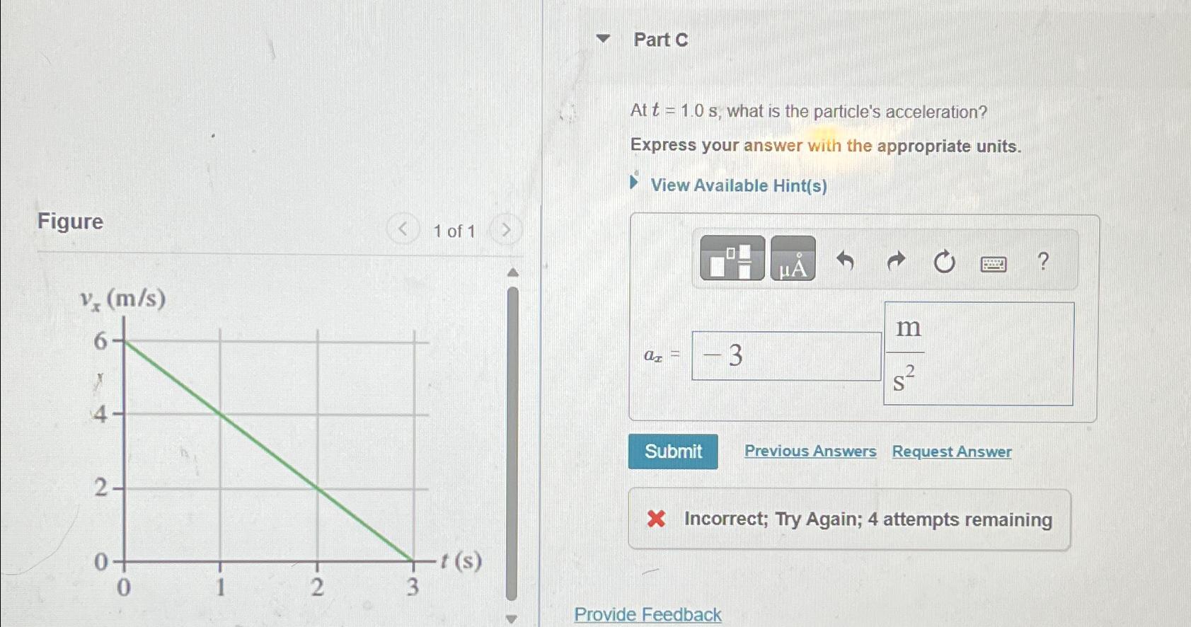 Solved Part CAt t=1.0s, ﻿what is the particle's | Chegg.com