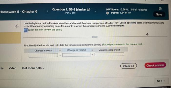 Solved Use the high-low method to determine the variable and | Chegg.com