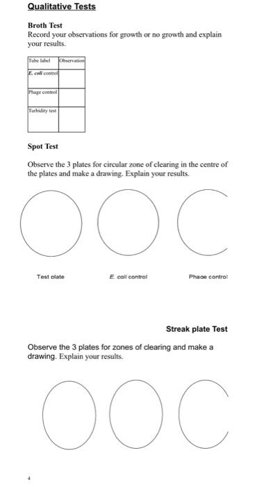 Qualitative Tests Broth Test Record your observations | Chegg.com