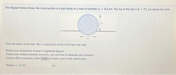 Solved The diagram below shows the cross-section of a ball | Chegg.com