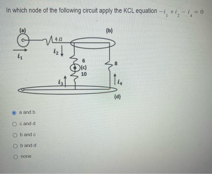 Solved In which node of the following circuit apply the KCL | Chegg.com