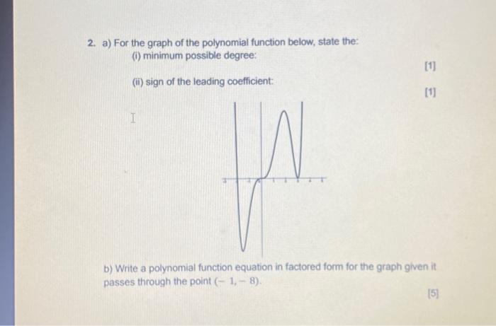 Solved 2. a) For the graph of the polynomial function below, | Chegg.com